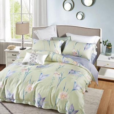 China 100% Tencel Luxury Silky Soft Bed Set 300TC Printed Fabric Quilt Cover Kussensets Te koop