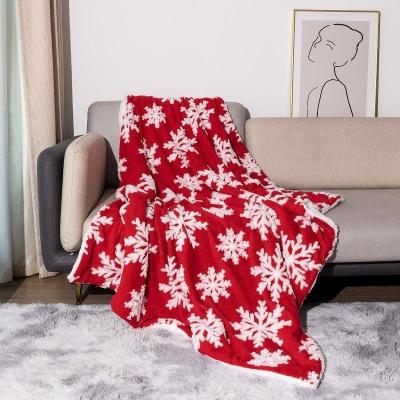 中国 2層厚い印刷毛布 クリスマススタイル サンゴ毛布 投げるシェルパ 毛布 販売のため