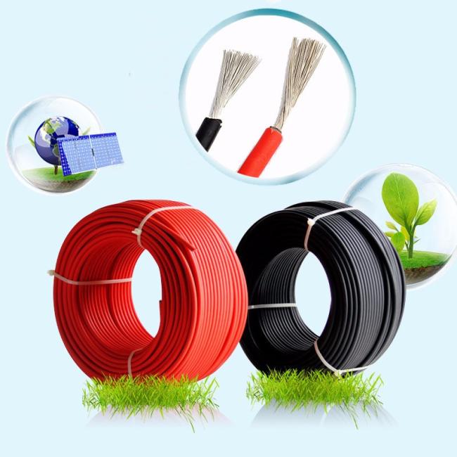 6mm DC PV solar panel cable close-up showing construction details