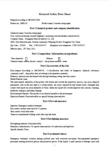 MSDS report - Dongguan Merrock Industry Co.,Ltd
