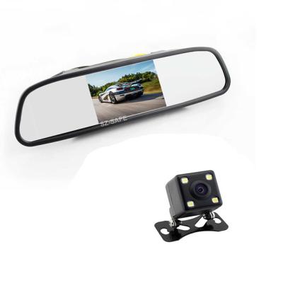 Cina Auto Parking Assist 4.3inch Car Rear View Mirror Monitor System With LED Night Vision Backup Reverse Camera in vendita