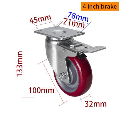 China EDL Medium Duty 4inch 150kg Plate TPU Caster volgens stijf, draaiend en remtype Te koop
