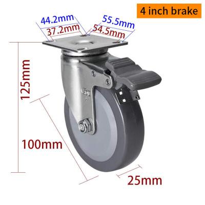 China Commerciële / industriële lichte rollen 4 inch draaiwielen Te koop