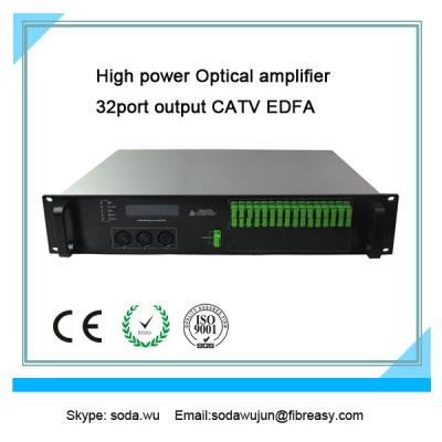China fiber optical amplifier 2U rack 32 port output CATV EDFA 19dBm each port output power for sale