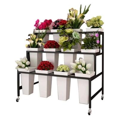 Cina Fabbrica colore personalizzato Dimensione 3 strati di plastica a gradini secchio quadrato ripiani fioristi Fioraio Fioraio Fioraio Fioraio Fioraio Display Stand in vendita