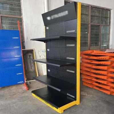 Cina Fabbrica colore personalizzato dimensione supermercato display rack rack gondola scaffali di supermercato nero e giallo in vendita