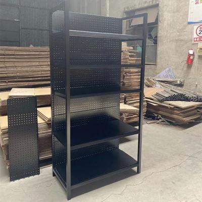 Cina Colore personalizzato di fabbrica Dimensione 93*45*180CM Ripiano di supermercato nero Ripiano a doppio lato 5 strati 4 ripiani in vendita
