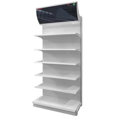 Cina Fabbrica Dimensione personalizzata Spessore Colore display bianco scaffalature del supermercato scaffalatura di gondola scaffalatura espositiva scaffale con scatola di luce in vendita