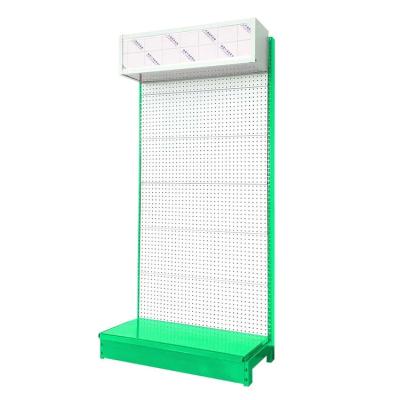 Cina Fabbrica Dimensioni personalizzate Colore verde supermercato scaffali espositivi laterali in acciaio gondola moderna scaffale negozio di alimentari in vendita
