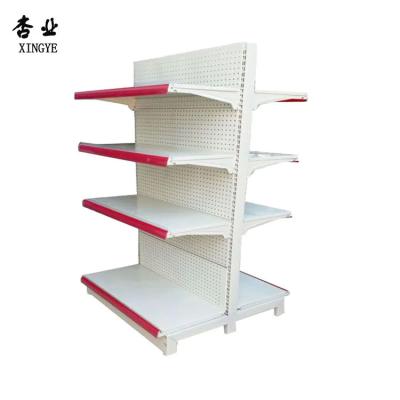 China Fabriek maat kleur metaal Dubbelzijdige witte gondel rekken apotheek Te koop