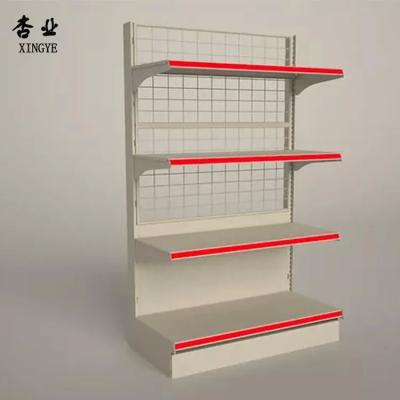 China Fabriek maat kleur metalen wit enkel rak gondel supermarkt Te koop