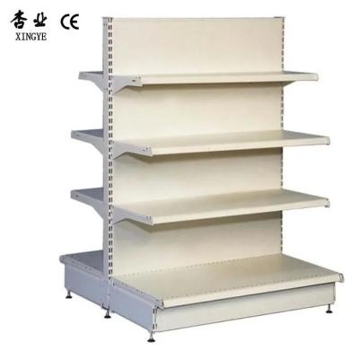 China Fabrieksop maat Kleur Mild staal Dubbelzijdig Gondola Plank Eenheid Voor Supermarkt Te koop