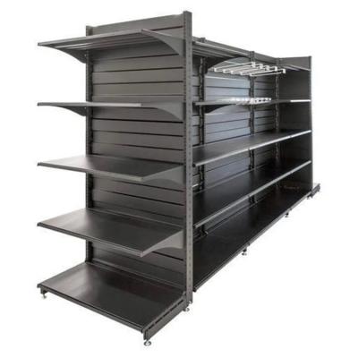 Cina Fabrica Dimensioni personalizzate Colore metallo scaffalatura gondola scaffalatura negozio convenience nero super marcattoni in vendita