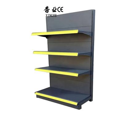 China Fabriek Op maat Kleur Grootte Zwart Metaal Retail Schap Display Supermarkt Gondola Schappenrekken Te koop