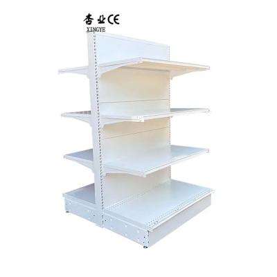 Cina Fabbrica taglia personalizzata colore scaffali gandola bianco doppio scaffalatori di supermercato per negozio al dettaglio in vendita