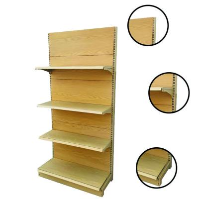 Cina Xingye Factory Custom Dimensione colore di grano di legno scaffali del supermercato a un lato scaffali della stanza del negozio scaffali gondola scaffali in vendita