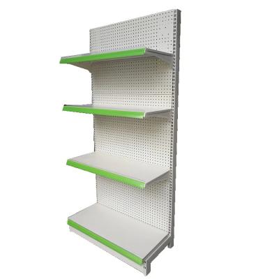 Cina Fabbrica colore personalizzato taglia logo tabellone a buco bianco ripiano di supermercato a lato singolo scaffale da alimentari scaffale da carico in vendita