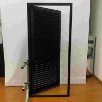 Quality Lock System Customized Aluminium Double Hinged Doors Aluminum Blade Shutter Door Black for sale