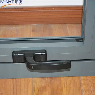 Gray Black Aluminum Double Glazed Windows Multi Locking Aluminum Awning Windows