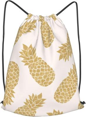 中国 Pineapple Gold Gym Waterproof Drawstring Backpack For Yoga Sport Travel 販売のため