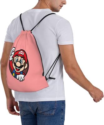 中国 Gym Yoga Sports Pink Drawstring Bag Backpack Anime Cartoon Lightweight For Men Women 販売のため