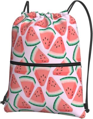中国 Watermelon Drawstring Gym Backpack Bag Waterproof For Men Women With Pockets 販売のため