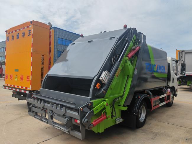 Rear pictcure of JMC Compactor Garbage Collection Bin Cleaning Truck For Sale in Morocco