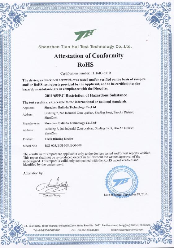 RoHS - Shenzhen Balinda Technology Co.,Ltd