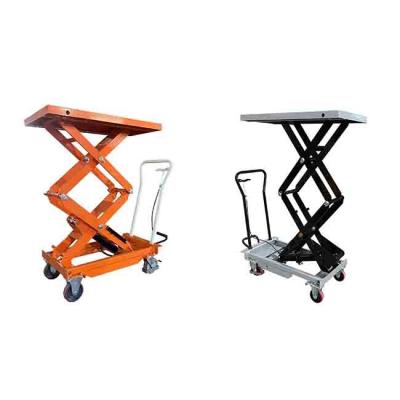 China Hydraulic Mobile 300kg Hand Operated Scissor Lift 1010mmx520mm Max Height 1585mm for sale