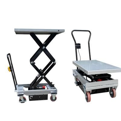 China 800kg Mobile Manual Scissor Lift Tables Double Scissor Max Height 55.51in for sale
