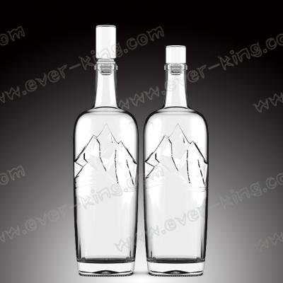 Cina Bottiglie trasparenti del liquore di vetro 750ml del ODM con la cima di vetro in vendita
