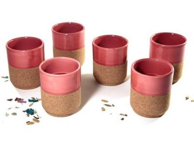중국 7 PC Dia80mm 천연 콜크 밑받침 베이스 세락믹 찻주전자 머그 톡식레스스 판매용