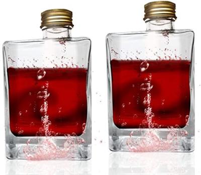 Cina 2 confezioni Bottiglie di vetro quadrate per succo Birra Champagne Smoothies Soda Bevande alcoliche in vendita
