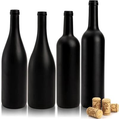 Cina Capacità 750 ml Bottiglia di vino nero rivestita in nero e vuota su misura per vari tipi di vino in vendita