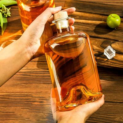 Cina Bottiglia di vetro da 375 ml con tappo di legno e disegno trasparente in vendita