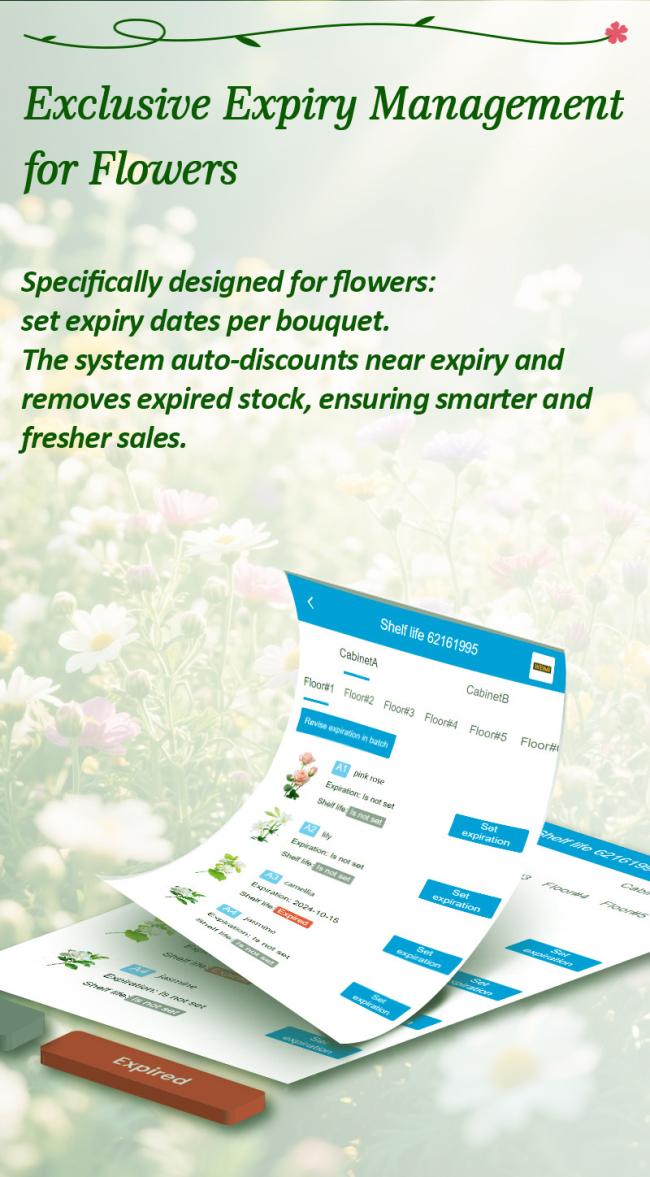 You can set shelf life for this flower vending machine.
