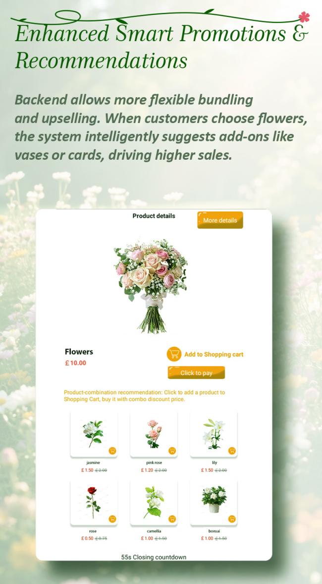 You can set a bundle sale discount for your flower vending machine.