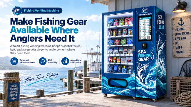 Fishing vending machine at a scenic fishing location