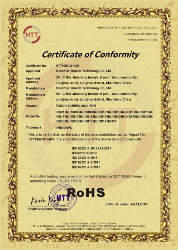 RoHS - Shenzhen Innoda Technology Co., Ltd. CN