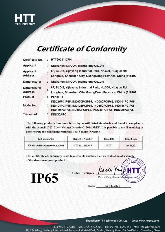 IP65 - Shenzhen Innoda Technology Co., Ltd. CN
