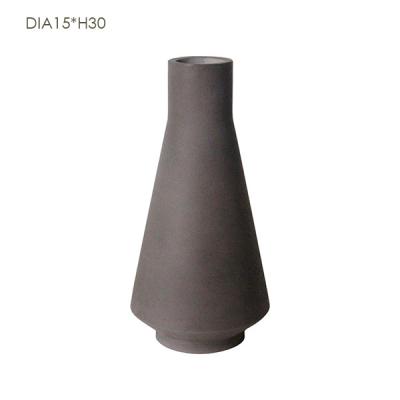 Cina Elegante grigio scuro del vaso concreto conico moderno con la bocca rotonda in vendita