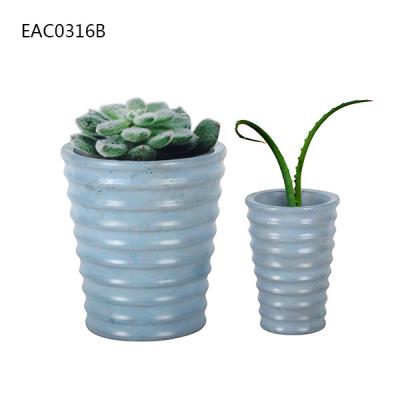 Cina Dimensione decorativa due del cilindro concreto blu del vaso della filettatura dello scolapiatti in vendita
