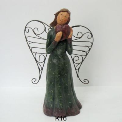 Cina Il metallo rosso del cuore traversa le figurine di angelo/ornamenti volando leggiadramente sorridenti del giardino in vendita