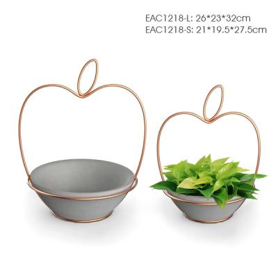 Cina Il cavo Apple dell'oro modella il vaso concreto della piantatrice del fiore della decorazione di Natale del vaso in vendita