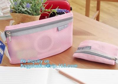 China zipper lock file document mesh bag, A6 transparent zipper mesh document file stationery bag, zip Lock File Bags Stationa for sale