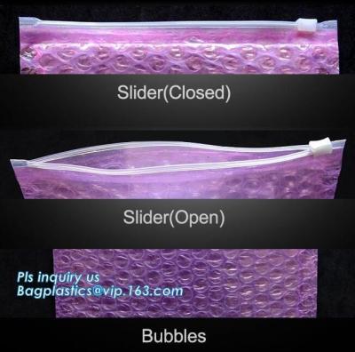 China PE zipper bubble k bag with custom printed logo, Bubble Bag With Slider, Padded Pink Ziper Lock PE Bag, slider zip for sale