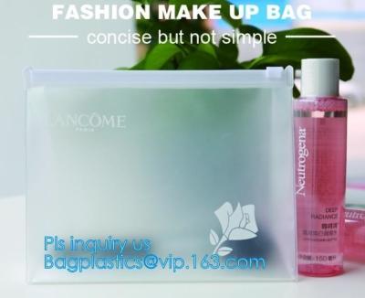 China Eco-friendly Red Clear Slider Zipper PVC Cosmetic Make Up Bikini Bag, pvc zipper lock slider bag for sale