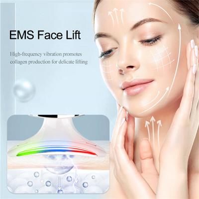 China ABS Stainless Steel Neck Lifting Massager EMS LED Light Therapy Anti-Wrinkle Device for Neck and Face for sale