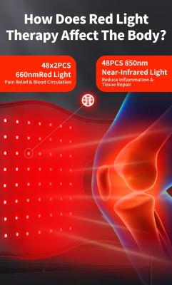 중국 무릎 및 관절에 대한 고열된 적색 빛 치료 브레이크 진동 마사지와 함께 660nm/850nm 적외선, 통증 및 염증에 대한 무선 컨트롤러 판매용
