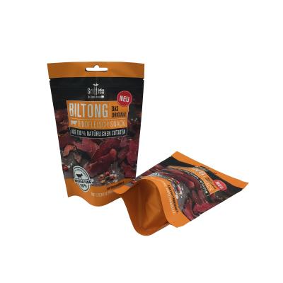 China Logo Plastic Aluminum Foil Easy impresso para rasgar o suporte acima do empacotamento de alimento secado do saco da carne de vaca seca à venda